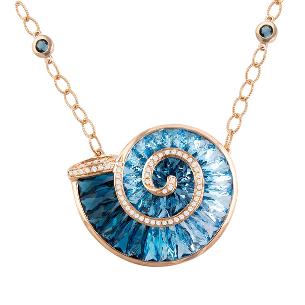 BELLARRI The Cove - Necklace (14kt Rose Gold, Diamonds, Blue Topaz ...